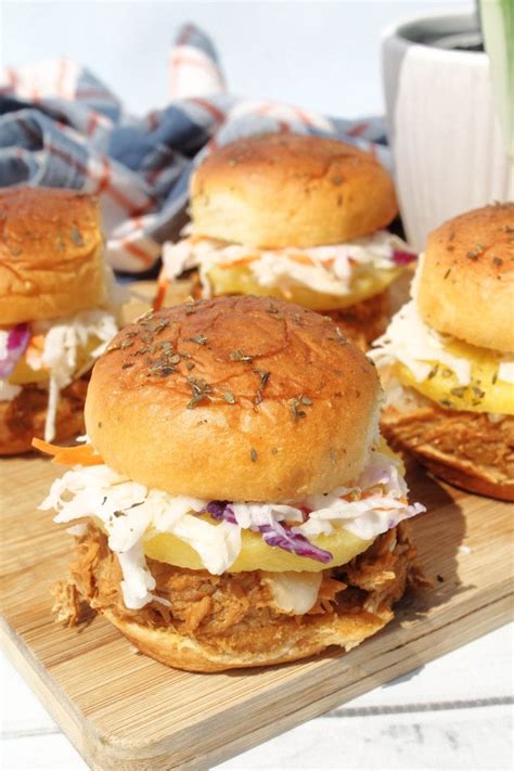 Teriyaki Chicken Sliders With Pineapple And Coleslaw