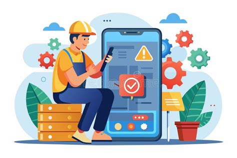 A Technician Works On Resolving A Cellphone Software Issue In A Bright Colorful Environment