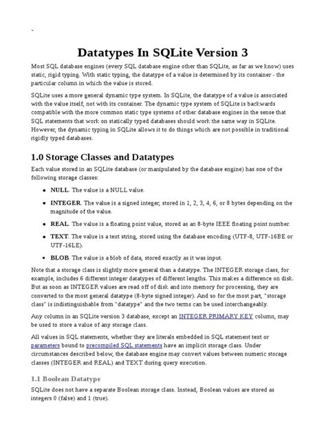 Tipo De Datos Sqlite Pdf Data Type Collation