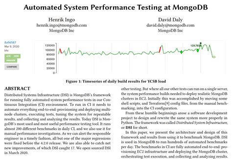 2020 Automated System Performance Testing At Mongodb