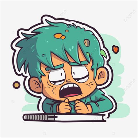 頭髮凌亂的卡通小男孩 向量 壓力 貼紙 卡通片向量圖案素材免費下載，png，eps和ai素材下載 Pngtree