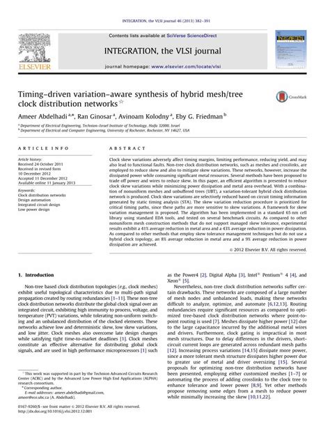 pdf timing driven variation aware synthesis of hybrid mesh tree clock