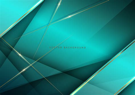 Abstract Luxury Green Elegant Geometric Diagonal Overlay Layer Background With Golden Lines