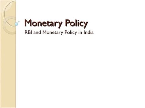 Unit V Monetary And Fiscal Policy Dr U Ramesh Pdf
