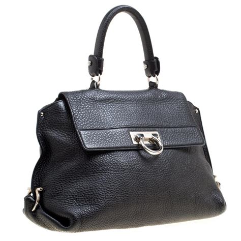 Salvatore Ferragamo Black Leather Medium Sofia Satchel For Sale At 1stdibs