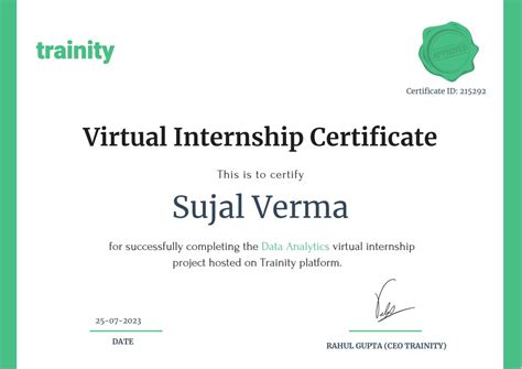 Sujal Verma On Linkedin Trainity Analytics Internship Dataanalysis