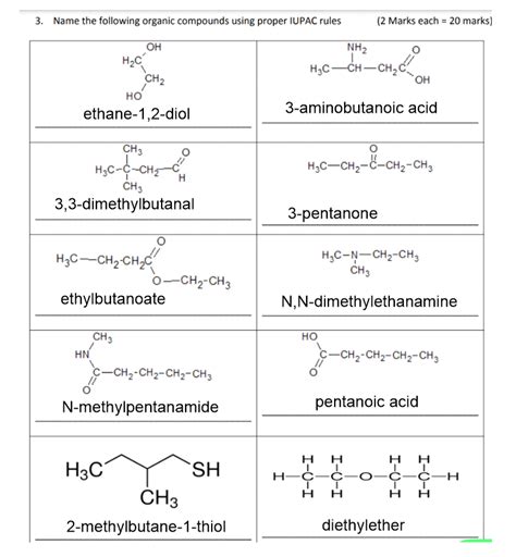 [solved] 3 Name The Following Organic Compounds Using Proper Iupac
