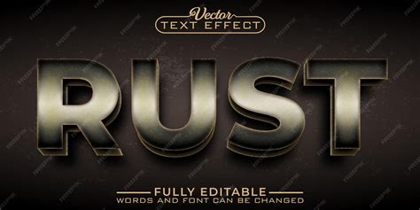 Premium Vector Metal Rust Editable Text Effect Template
