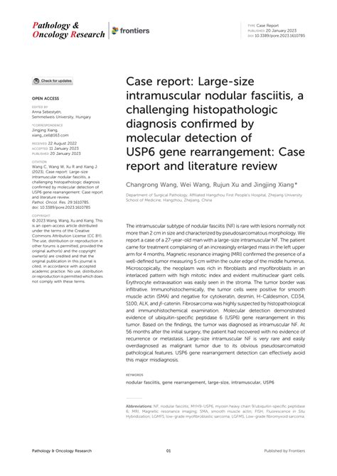 Pdf Case Report Large Size Intramuscular Nodular Fasciitis A Challenging Histopathologic
