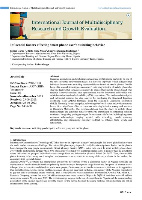 Pdf Influential Factors Affecting Smart Phone Users Switching Behavior