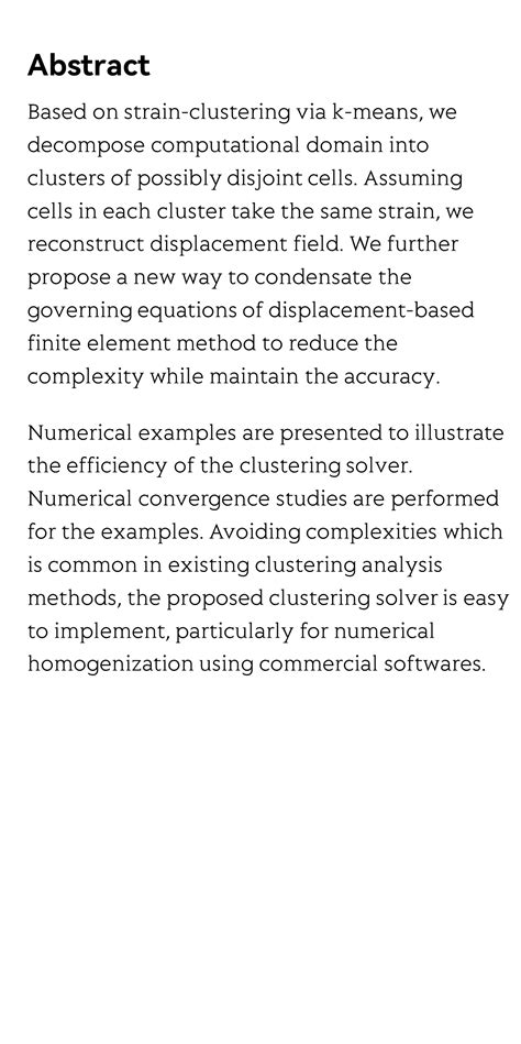 Hot Paper Clustering Solver For Displacement Based Numerical Homogenization