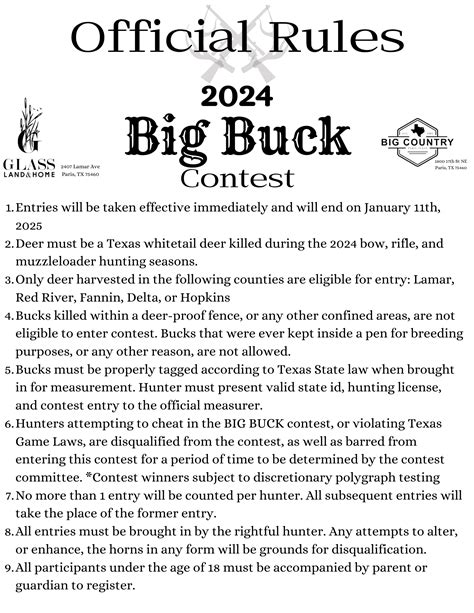2024 Big Buck Contest Paris Texas