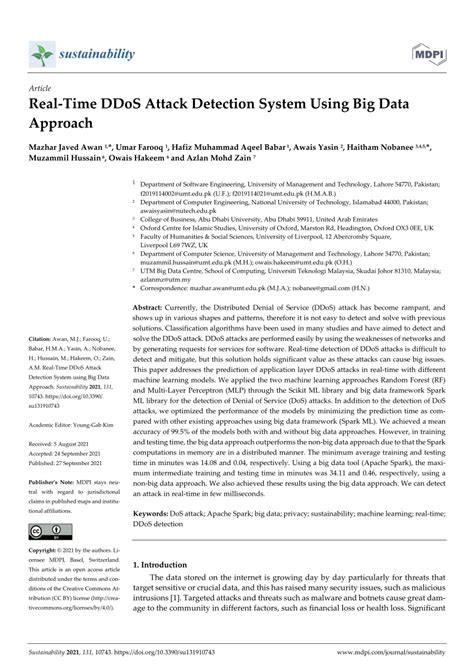 pdf real time ddos attack detection system using big data approach