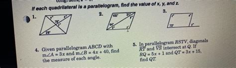 Solved If Each Quadrilateral Is A Parallelogram Find The