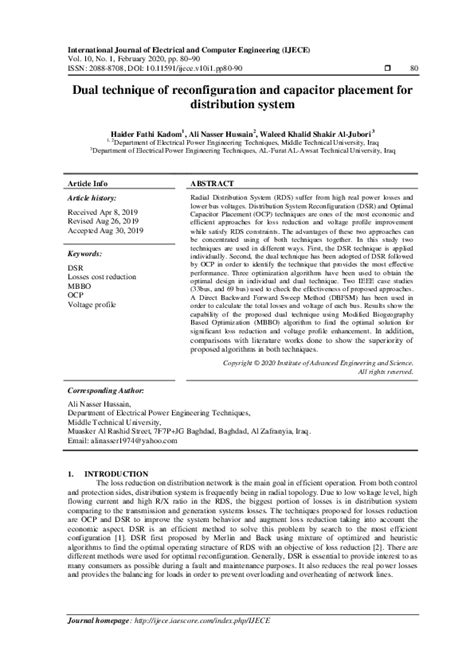 Pdf Dual Technique Of Reconfiguration And Capacitor Placement For