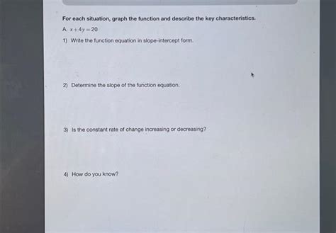 Solved For Each Situation Graph The Function And Describe