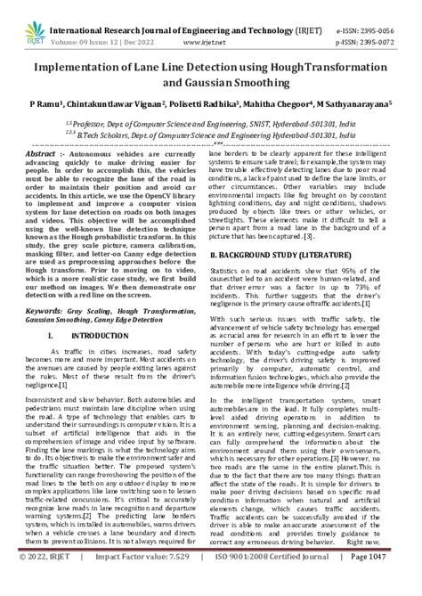 Pdf Implementation Of Lane Line Detection Using Hough Transformation And Gaussian Smoothing