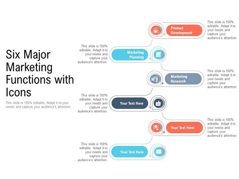 Six Major Marketing Functions With Icons Ppt PowerPoint Presentation Sample PDF
