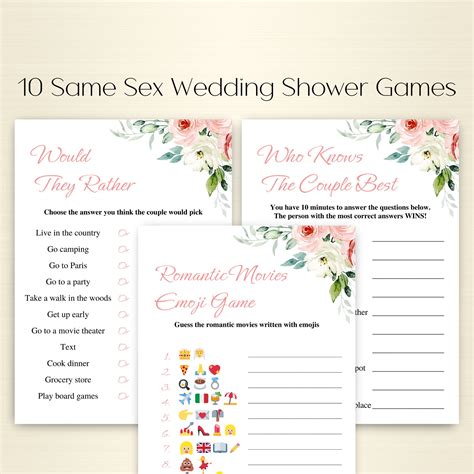 10 Printable Same Sex Wedding Shower Games Same Sex Shower Game Bundle Couples Shower Games
