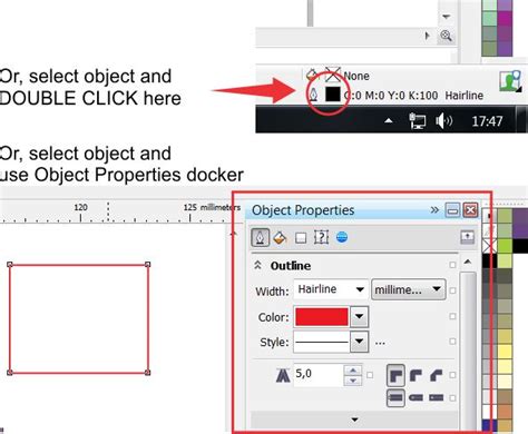 Outline Width Outline Pen Window Or Property Bar CorelDRAW X CorelDRAW Graphics Suite X