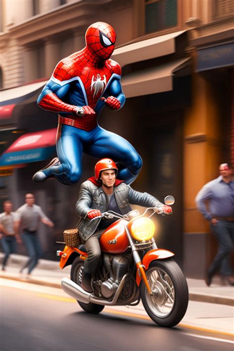 Lexica Spiderman On Motorbikeherley Davidsonold Cityvery Vivid