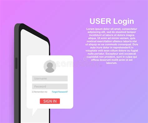 Clean Mobile Ui Design Concept Login Application With Password Form Window Vector Illustration