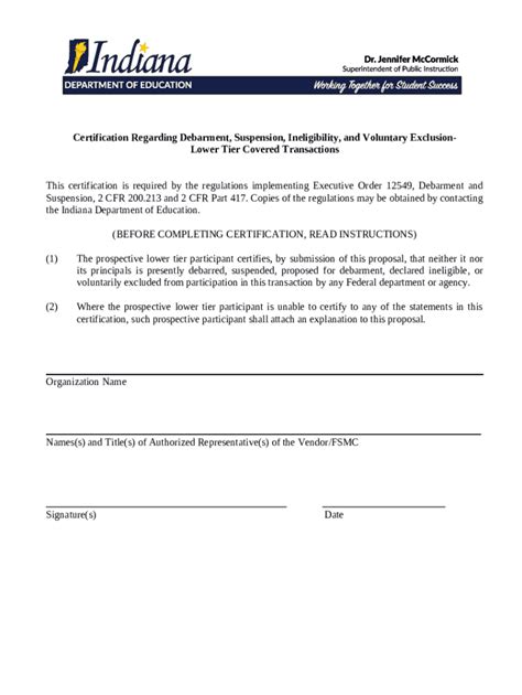 Certification Regarding Debarment Suspension And Sba Doc Template Pdffiller