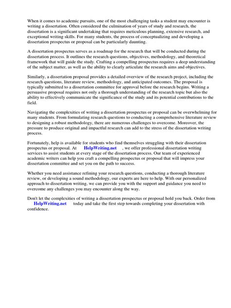 Dissertation Prospectus Vs Proposal Pdf Thesis Methodology