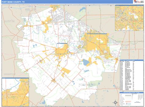 Fort Bend County Texas Zip Code Wall Map Map