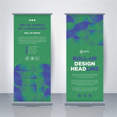 현대 비즈니스 롤업 Standee 디자인 배너 템플릿 프레젠테이션 및 브로셔 기하학적 Xbanner 및 Flagbanner 광고 벡터 일러스트 레이 션 프리미엄 벡터