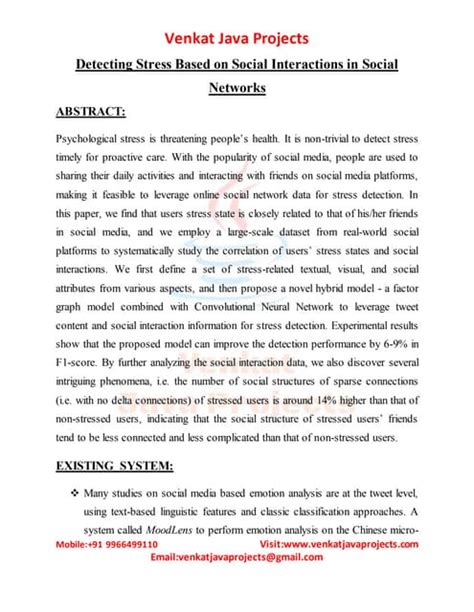 Detecting Stress Based On Social Interactions In Social Networks Docx Social Networking