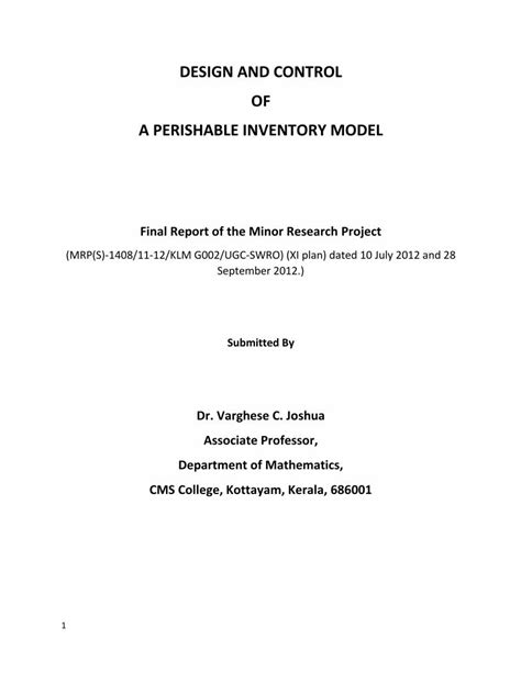Pdf Design And Control Of A Perishable Inventory Model Dokumen Tips