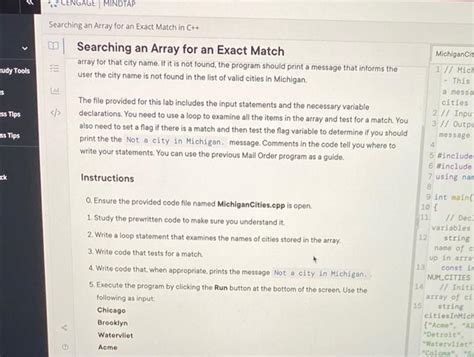 Solved Searching For An Array For An Exact Matchneeds To Be Chegg Com