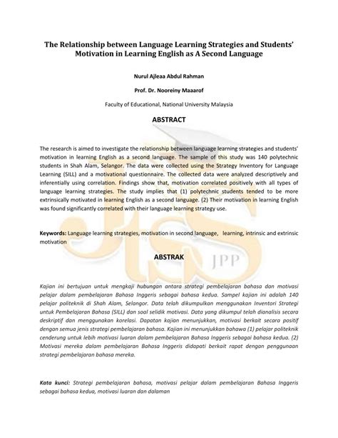 Pdf The Relationship Between Language Learning Strategies And