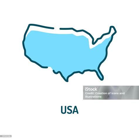 미국 지도 색상 선 아이콘입니다 국가의 국경입니다 웹 페이지 모바일 앱 프로모션에 대한 픽토그램 Ui Ux Gui 디자인