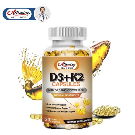 Alliwise Vitamin D3k2 Capsules For Heart Bone Health Supports Calcium