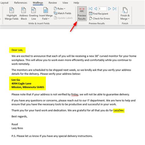 Outlook で差し込み印刷を使用してメールを送信する方法