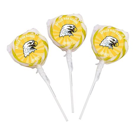 Yellow Team Spirit Custom Photo Swirl Lollipops 24 Pc Oriental
