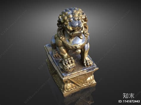 中式铜狮子3d模型下载【id1141672443】知末3d模型网