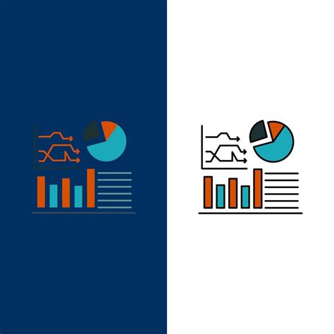 Graph Success Flowchart Business Icons Flat And Line Filled Icon Set Vector Blue Background