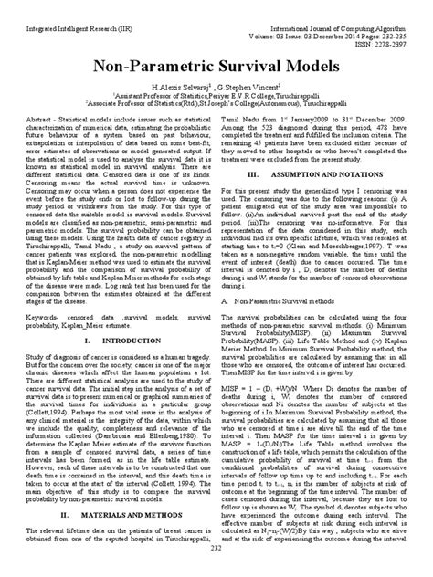non parametric survival models pdf statistics statistical analysis