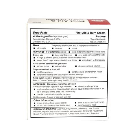 First Aid And Burn Cream Antisepticanalgesic 09 Gm Packets