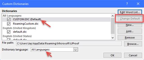 Adding New Words To Custom Dictionary In Document Not Manually In The