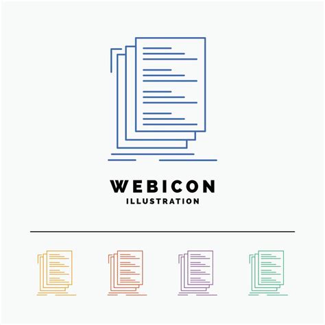 Code Coding Compile Files List 5 Color Line Web Icon Template