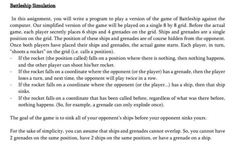 solved battleship simulation in this assignment you will