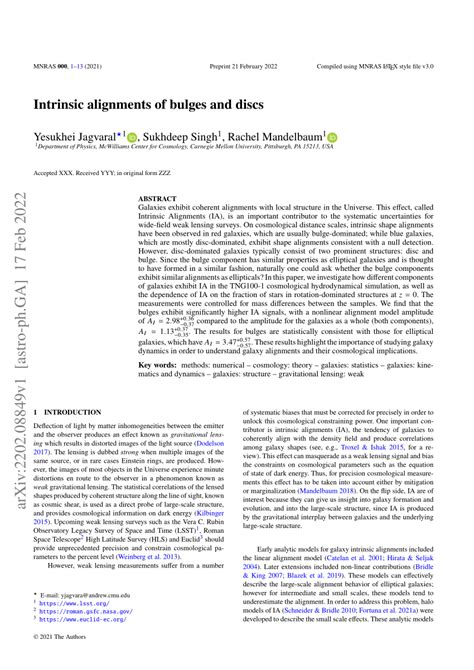 Pdf Intrinsic Alignments Of Bulges And Discs