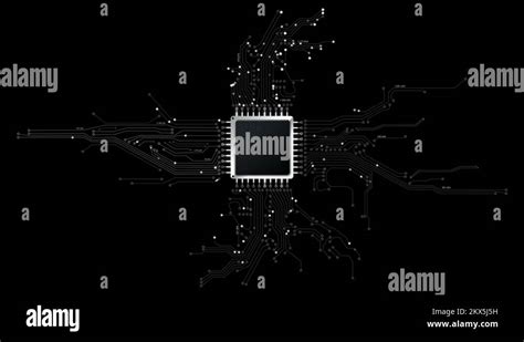 4K Animation Chipset Cpu Controller And Print Circuit With Alpha Matte 002 Stock Video Footage