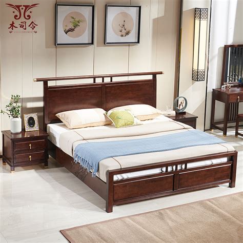 新中式全实木床1 8米金丝檀木卧室家具简约小户型双人床婚床木床 虎窝淘