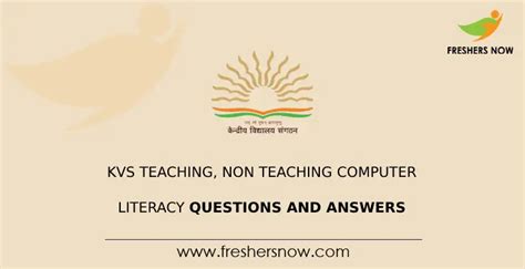 Kvs Teaching Non Teaching Computer Literacy Questions