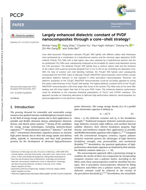 Pdf Largely Enhanced Dielectric Constant Of Pvdf Nanocomposites